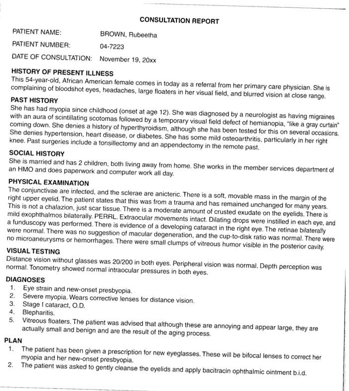 Solved CONSULTATION REPORT PATIENT NAME: BROWN, Rubeetha | Chegg.com