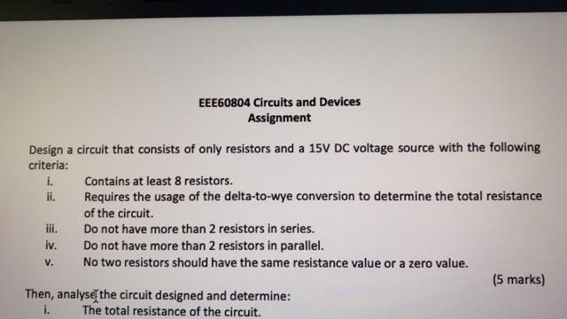 Solved EEE60804 Circuits and Devices Assignment Design a | Chegg.com