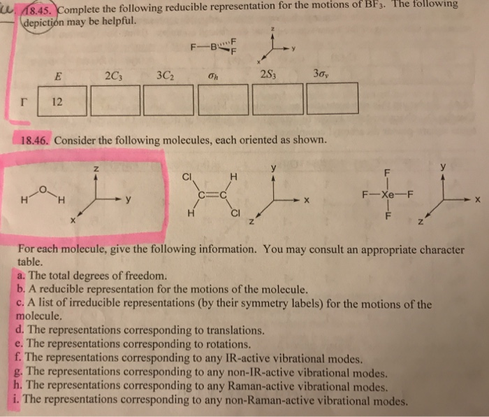 Solved 8.45. Complete the following reducible representation | Chegg.com