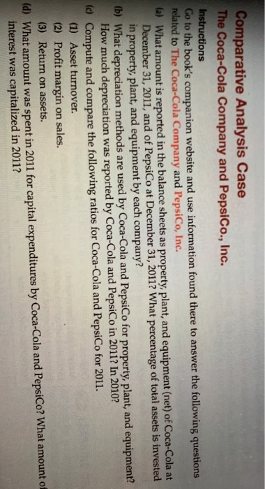 Solved Comparative Analysis Case The Coca-Cola Company and | Chegg.com