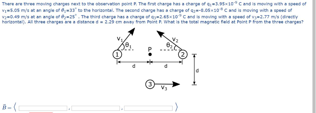 Solved There are three moving charges next to the | Chegg.com