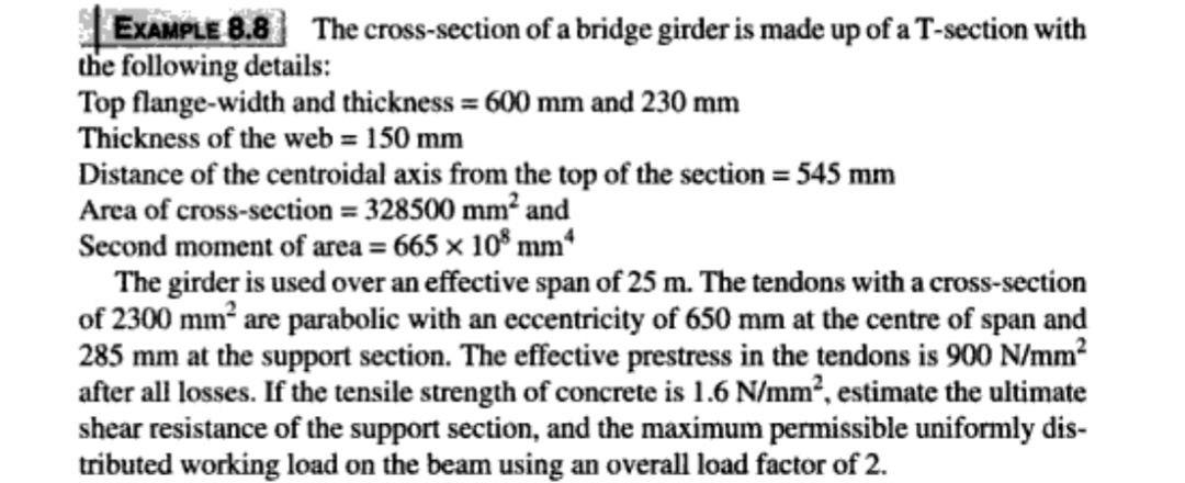 Solved EXAMPLE 8.8 The cross-section of a bridge girder is | Chegg.com