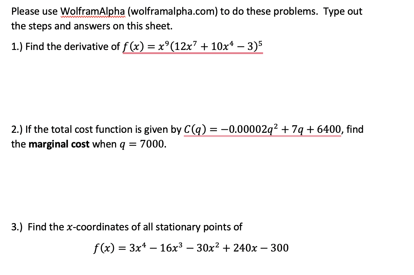Solved Please use WolframAlpha (wolframalpha.com) to do | Chegg.com
