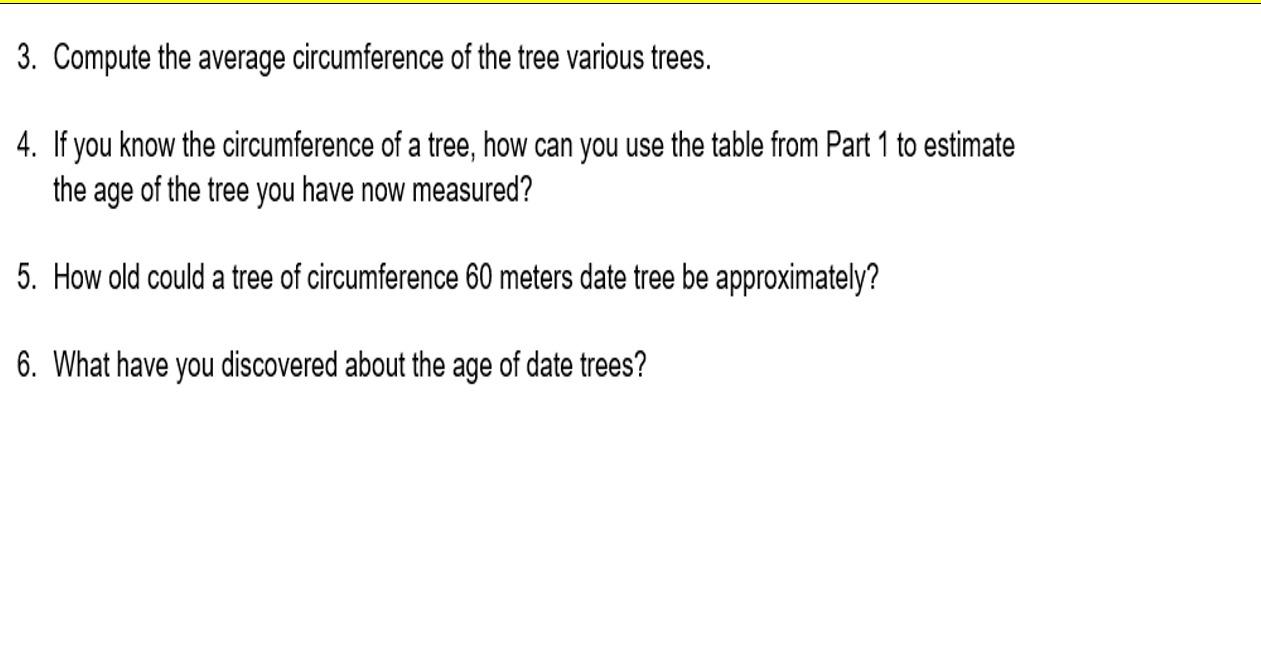 Solved Part 2: 1. Determine 6 to 9 date trees within your | Chegg.com