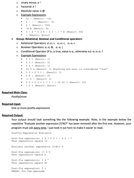 Solved Enhanced Postfix Evaluator Problem Description: In | Chegg.com