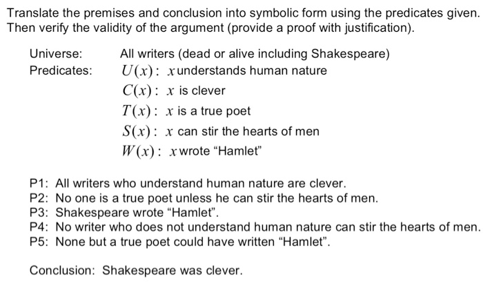 Solved Translate the premises and conclusion into symbolic | Chegg.com