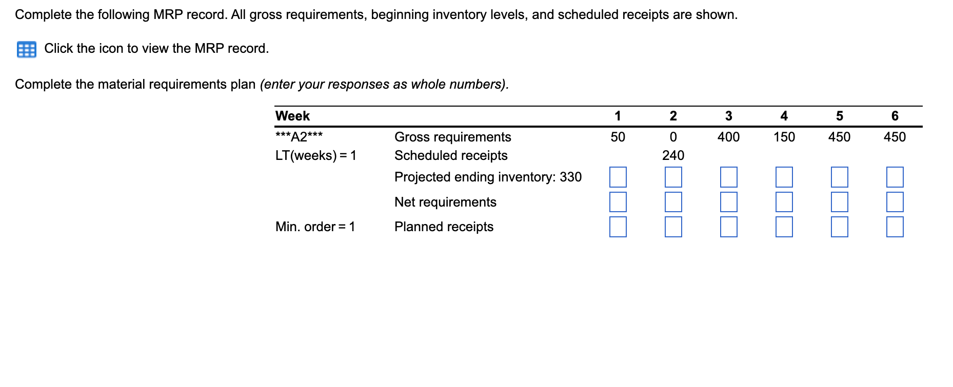 Solved Complete the following MRP record. All gross | Chegg.com