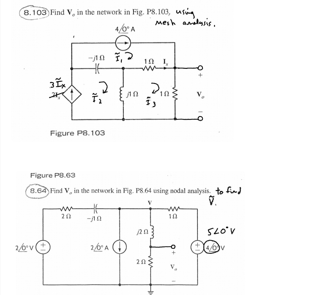 Solved (8.103 Find V. in the network in Fig. P8.103, using . | Chegg.com