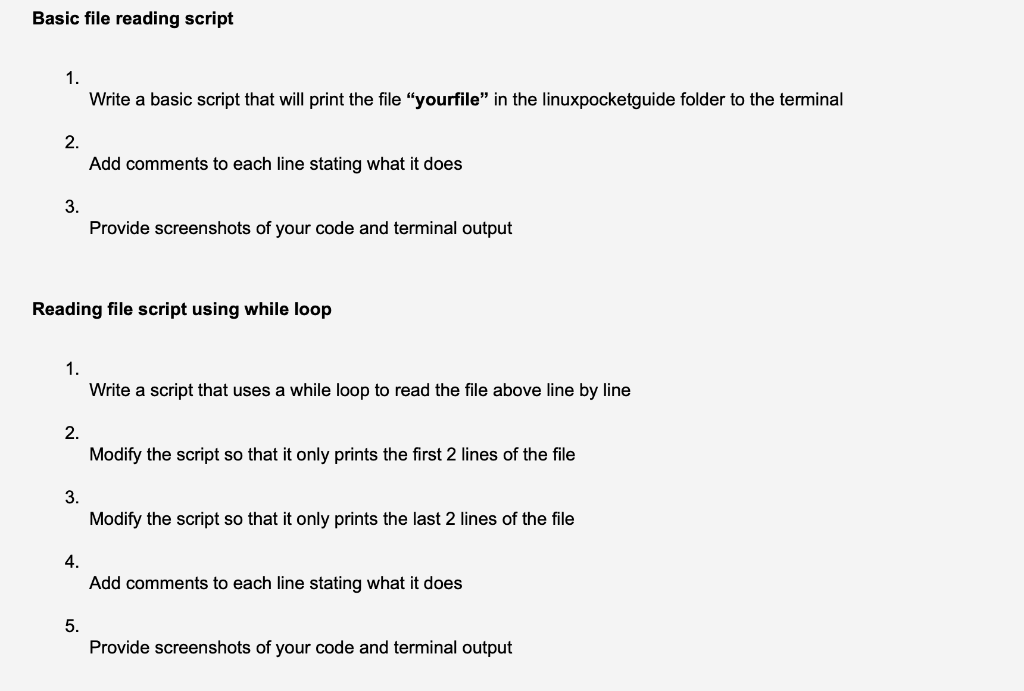 Solved Basic file reading script 1. Write a basic script | Chegg.com