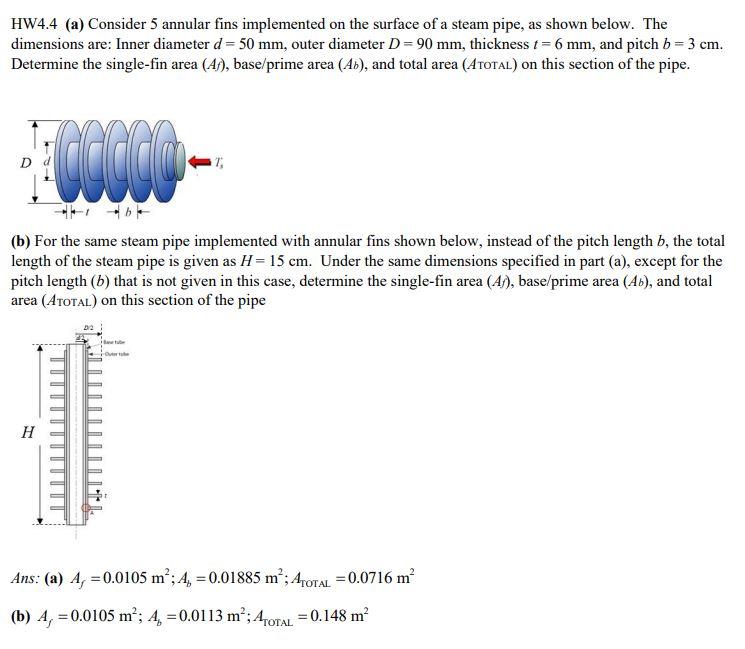 Solved HW4.4 (a) Consider 5 annular fins implemented on the | Chegg.com