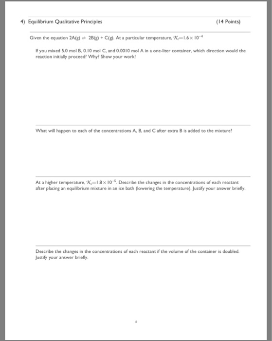 Solved 4) Equilibrium Qualitative Principles (14 Points | Chegg.com