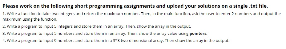 Solved Please work on the following short programming | Chegg.com