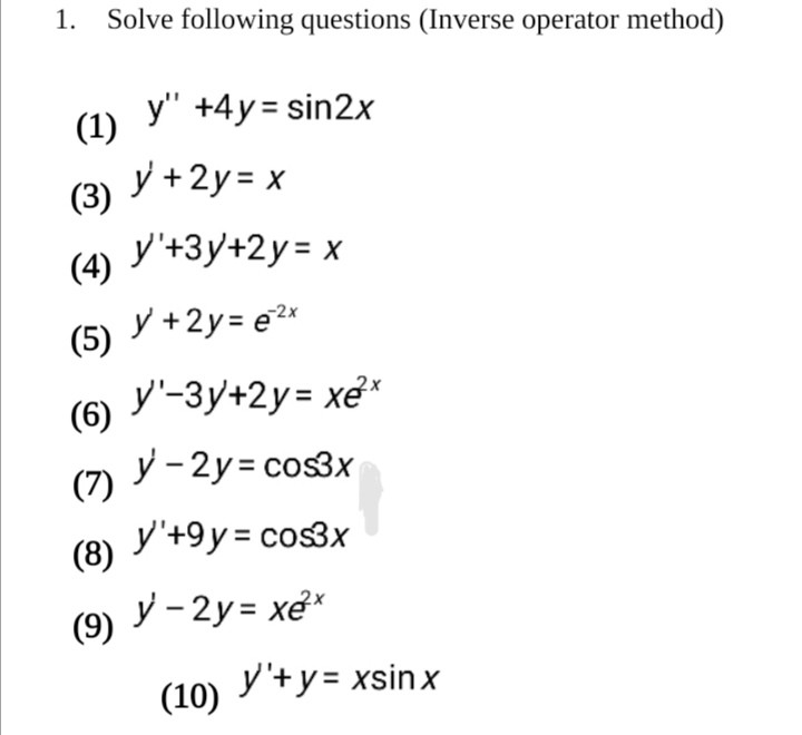 Solved 1. Solve following questions (Inverse operator | Chegg.com