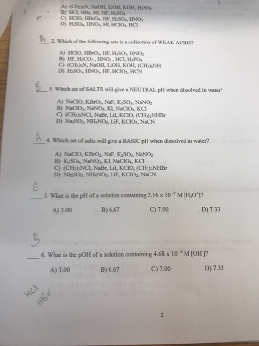 Solved A) (CHN, NaOH, LiOH KOH, HSO B HOL HB, HI HF, HSO 2 | Chegg.com