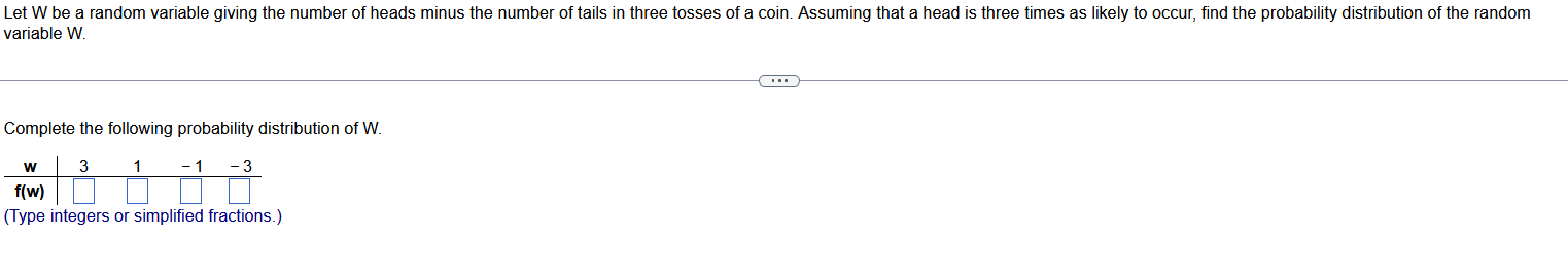 Solved variable W. Complete the following probability | Chegg.com