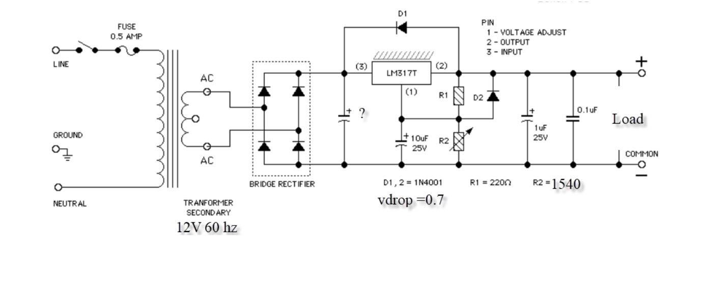 D1 FUSE 0.5 AMP PIN 1 - VOLTAGE ADJUST 2 - OUTPUT 3 - | Chegg.com