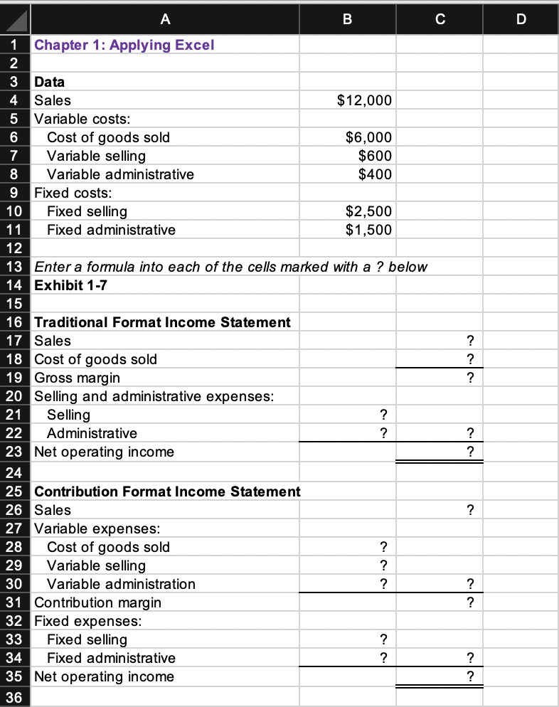 Solved Download the Applying Excel form and enter formulas | Chegg.com