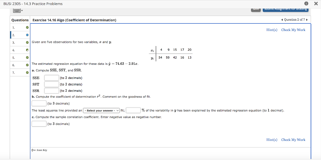 Solved Exercise 14.16 Algo (Coefficient of Determination) | Chegg.com