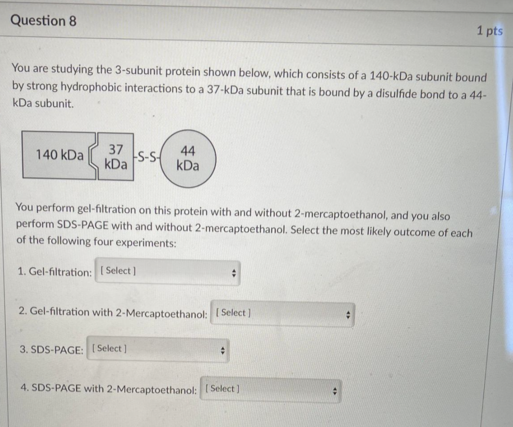 Solved Question 8 1 pts You are studying the 3-subunit | Chegg.com