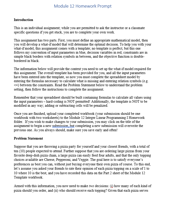Solved Module 12 Homework Prompt Introduction This is an | Chegg.com