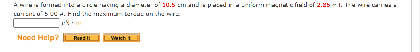 Solved A wire is formed into a circle having a diameter of | Chegg.com