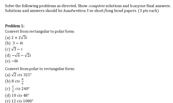 Solved Solve the following problems as directed. Show | Chegg.com