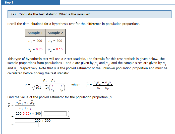 Solved Step 1 (a) Calculate the test statistic. What is the | Chegg.com