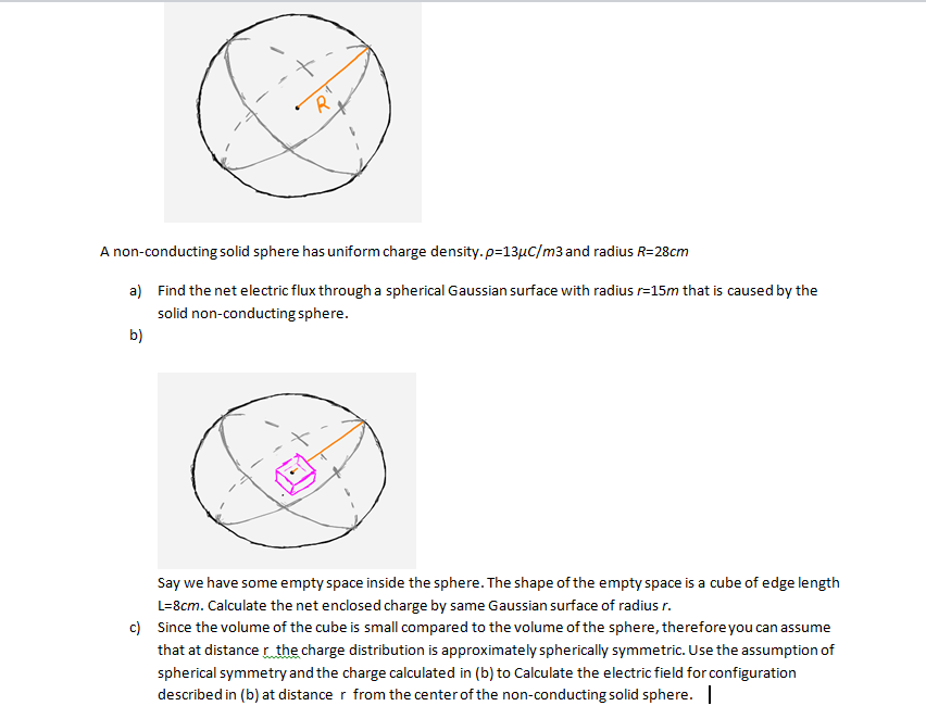 Solved R A non-conducting solid sphere has uniform charge | Chegg.com