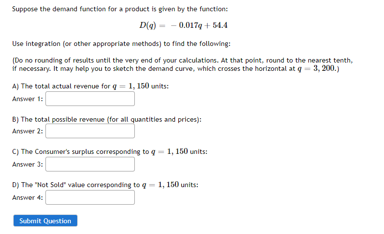Solved Suppose the demand function for a product is given by | Chegg.com