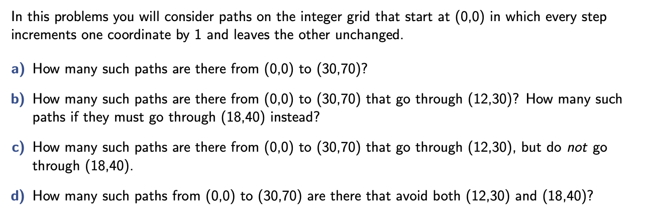Solved In this problems you will consider paths on the | Chegg.com