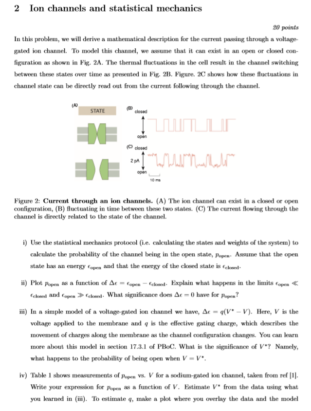 2 Ion channels and statistical mechanics 20 points In | Chegg.com