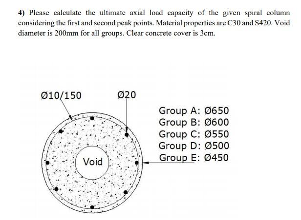 Solved 4) Please calculate the ultimate axial load capacity | Chegg.com