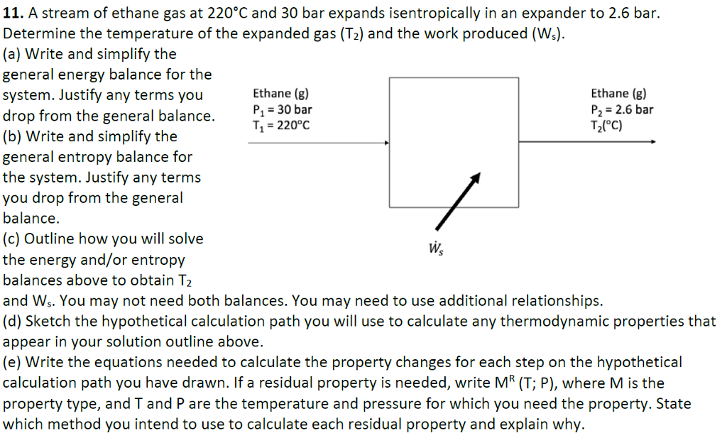 11. A stream of ethane gas at 220°C and 30 bar | Chegg.com