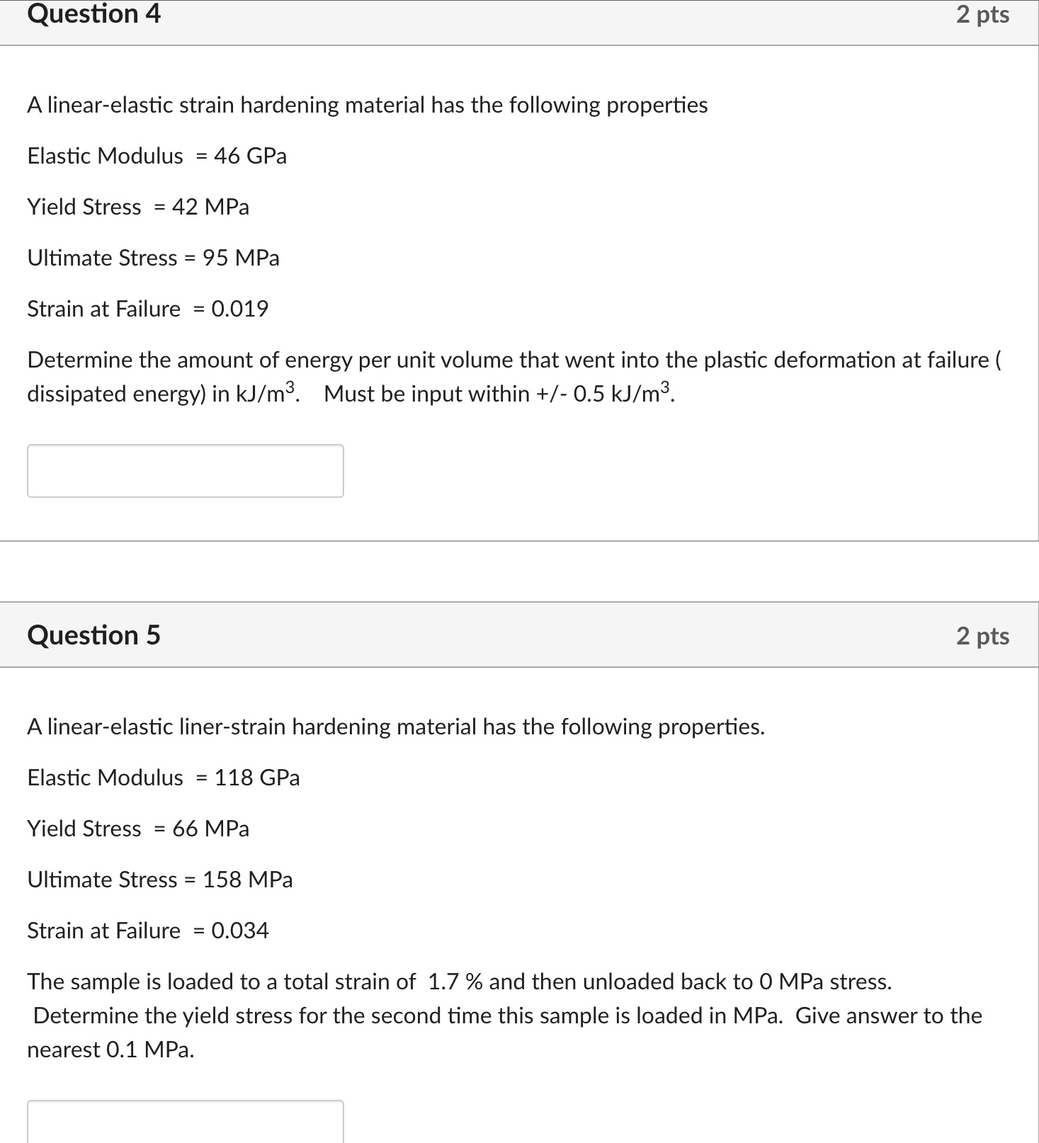 Solved A linear-elastic strain hardening material has the | Chegg.com