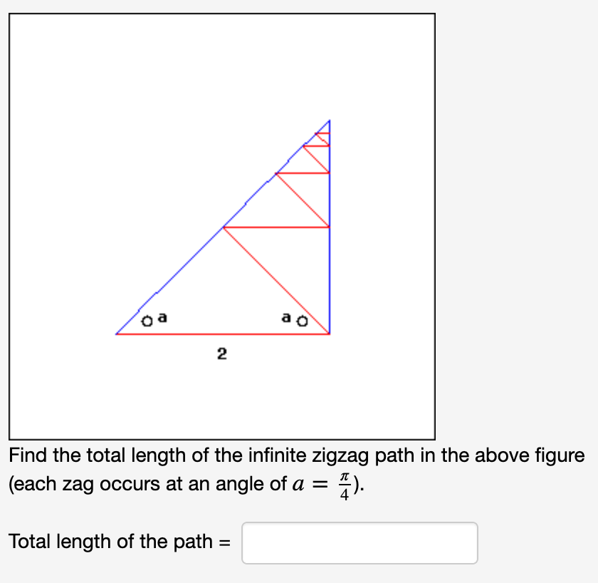 Solved Find the total length of the infinite zigzag path in | Chegg.com