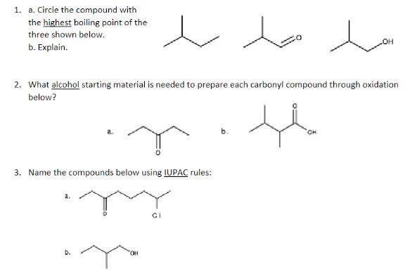 Solved 1. a. Circle the compound with the highest boiling | Chegg.com