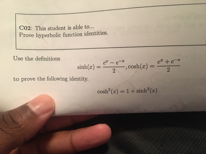 Solved This student is able to... Prove hyperbolic function | Chegg.com