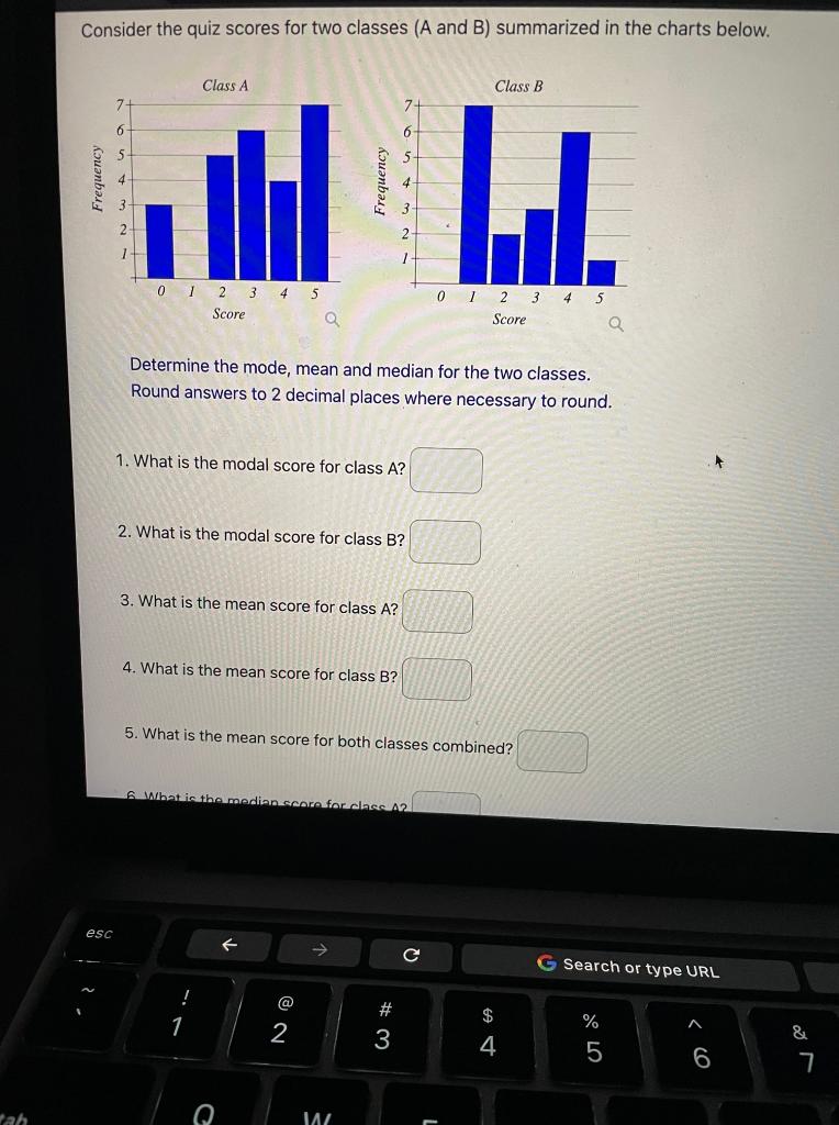 [Solved]: Consider the quiz scores for two classes ( A and