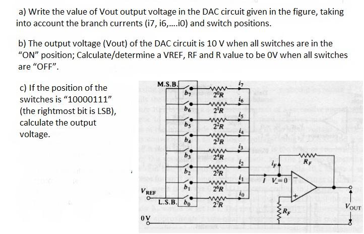 Solved a) Write the value of Vout output voltage in the DAC | Chegg.com