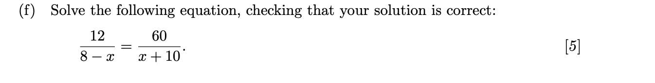 Solved 8−x12=x+1060 | Chegg.com
