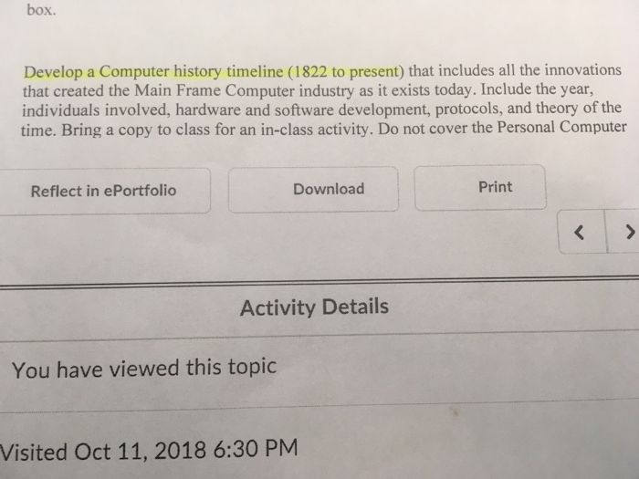 Solved box. Develop a Computer history timeline (1822 to | Chegg.com