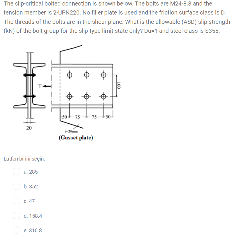 Solved The slip-critical bolted connection is shown below. | Chegg.com