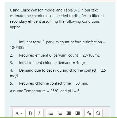 Solved Using Chick Watson model and Table 3-3 in our text, | Chegg.com