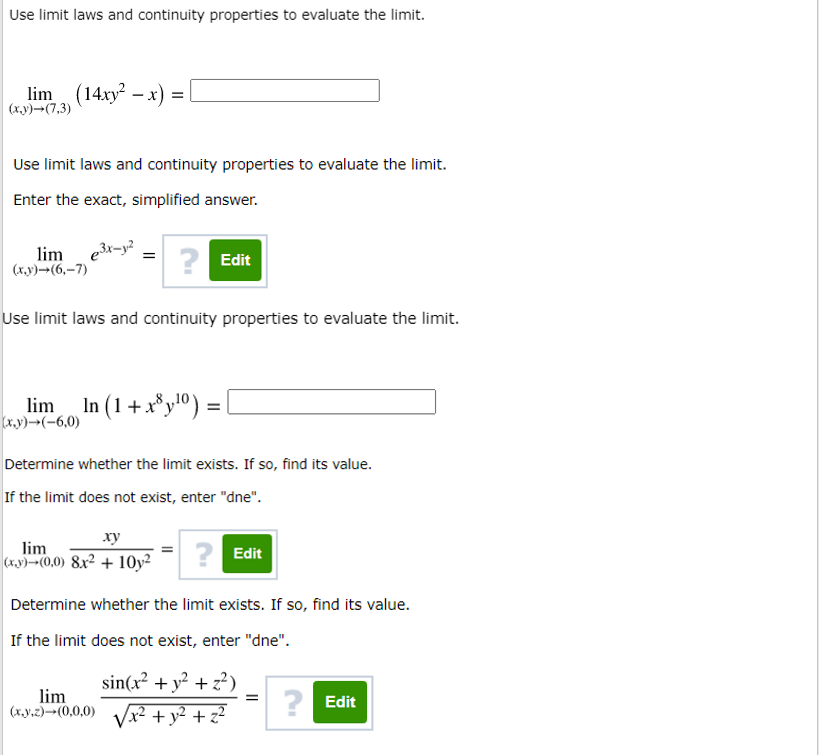 Solved Use limit laws and continuity properties to evaluate | Chegg.com
