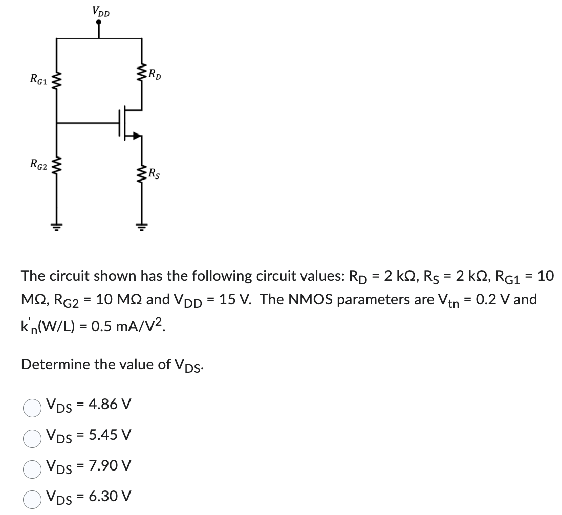 Solved The circuit shown has the following circuit values: | Chegg.com