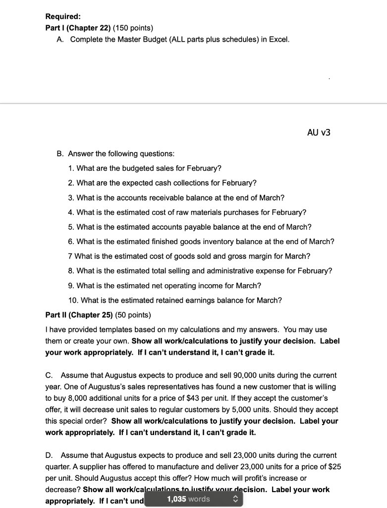 Required: Part I (Chapter 22) (150 points) A. | Chegg.com