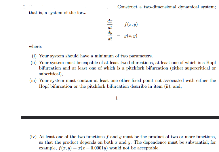 Solved Construct a two-dimensional dynamical system; a that | Chegg.com
