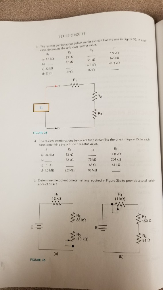 Solved SERIES CIRCUITS 3. The resistor combinations below | Chegg.com