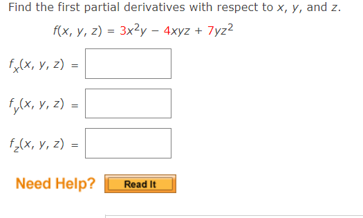Solved Find the first partial derivatives with respect to | Chegg.com