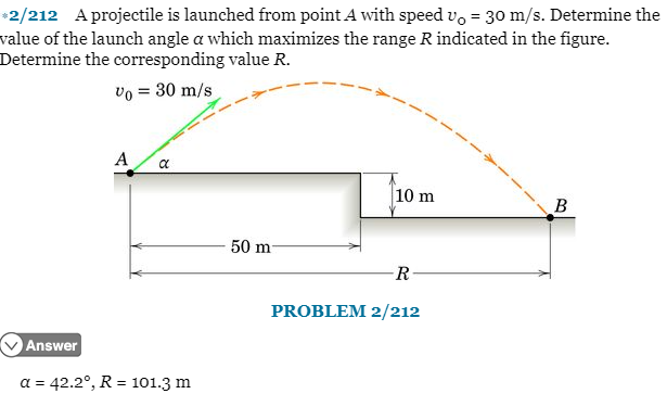 Solved 2/212 A projectile is launched from point A | Chegg.com